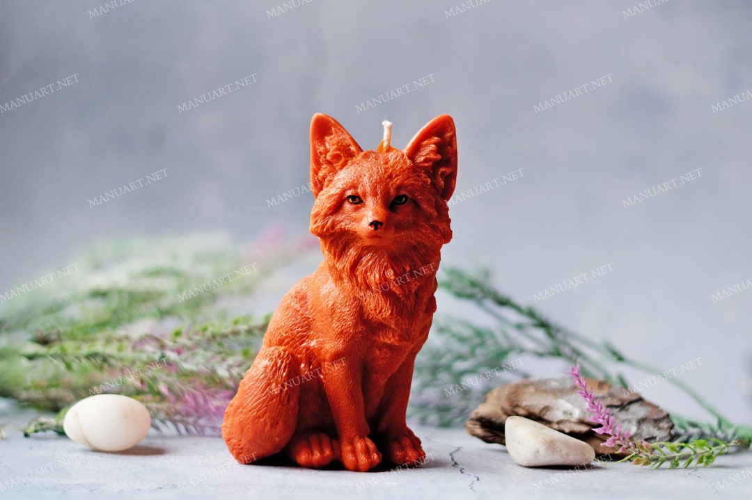 Big Sitting Fox 3D Silicone Mold Silicone Mould Soap Mold Candle Animal ...