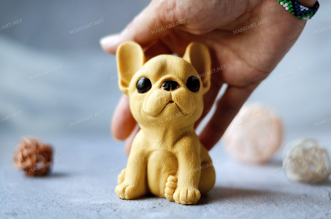 Big Sitting Puppy French Bulldog 3D Silicone Mold, Soap Mold, Candle ...