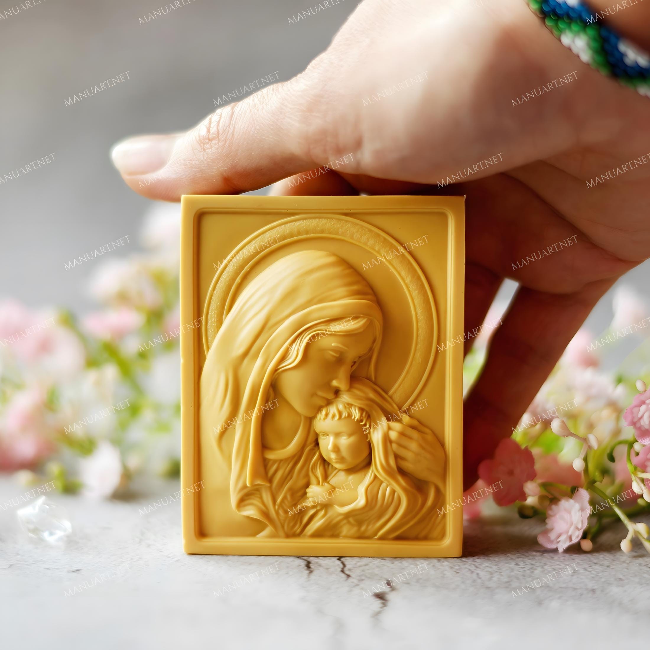 Virgin Mary With Child Jesus Mold, Soft Religious Mould for Candles ...