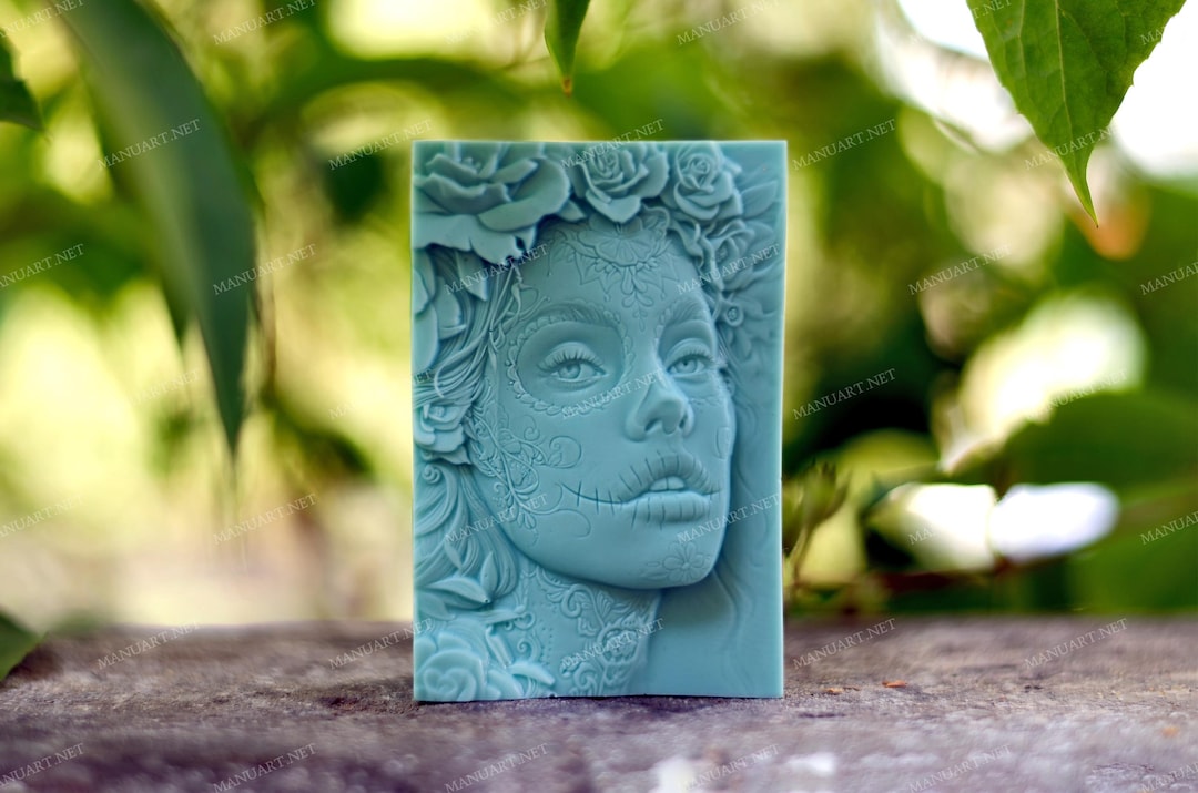 La Catrina Girl in Roses 3D Food Safe Silicone Mold, Candle, Soap Mould ...