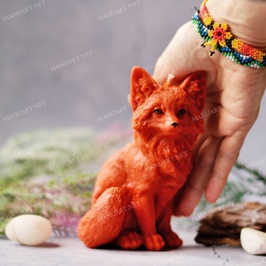 Big Sitting Fox 3D Silicone Mold Silicone Mould Soap Mold Candle Animal ...