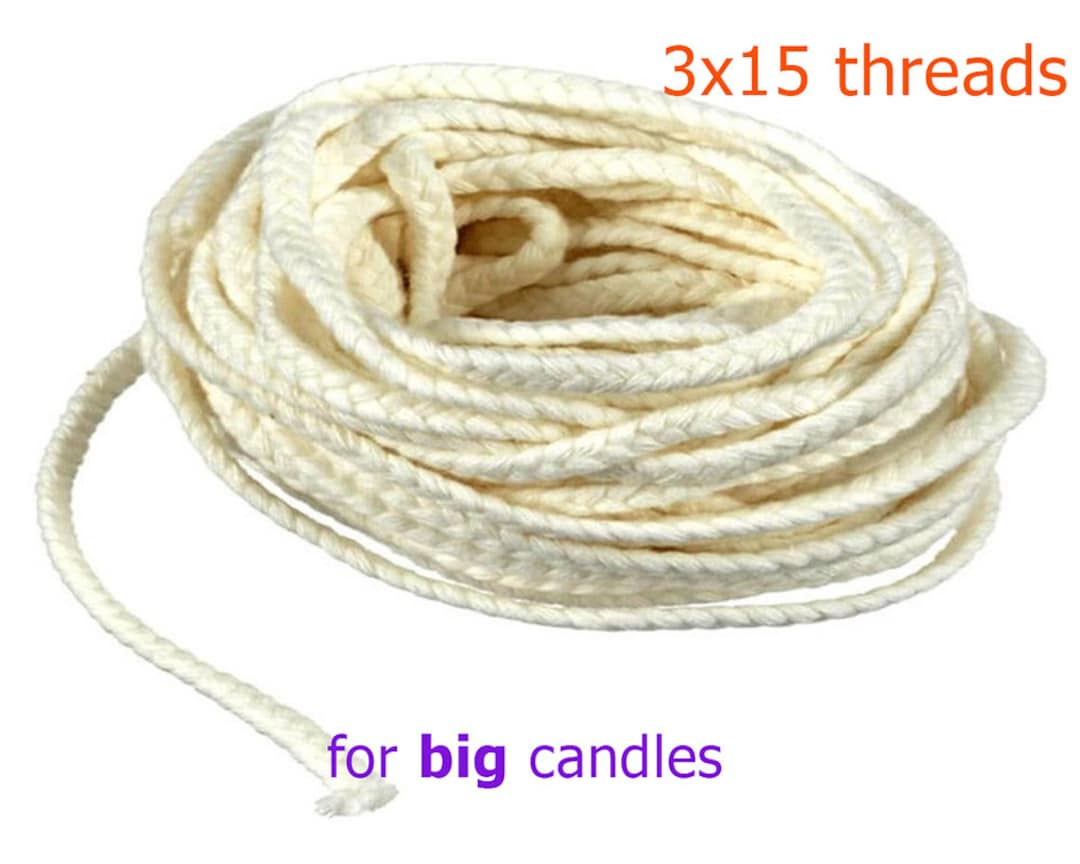 100 % Cotton Candle Wick for Big Candles 3x15 Thread 10 Meters / 32 Ft ...
