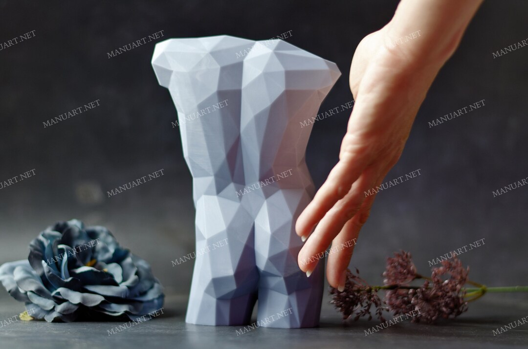 LARGE 20 Cm 8 Inch Geometric Male Torso FOOD SAFE 3D Silicone Mold ...