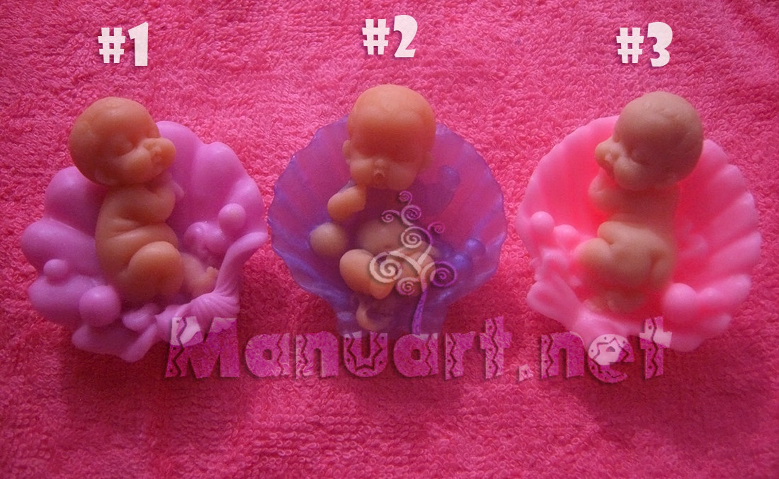 Set of 3 Molds - Kids in Shell - 3D Newborn Baby in Shell Silicone Mold ...