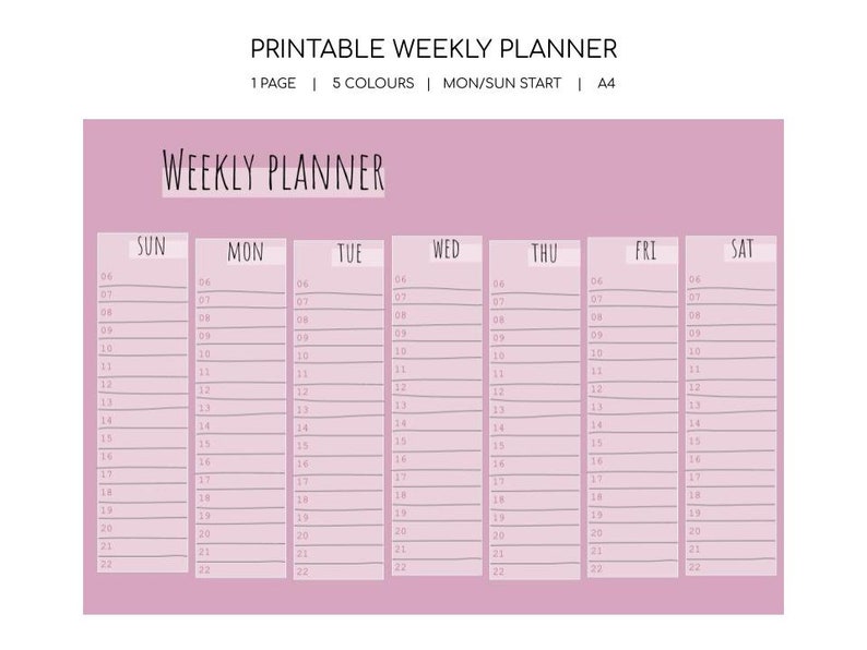 Printable Instant Download Weekly Planner Monochrome - Etsy