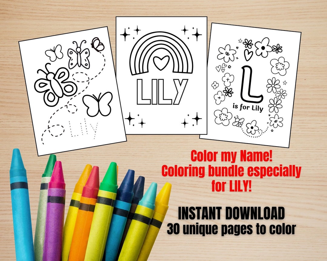 Color My Name Lily Personalized Coloring Page Bundle Etsy