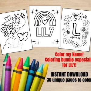 Color My Name LILY Personalized Coloring Page Bundle - Etsy