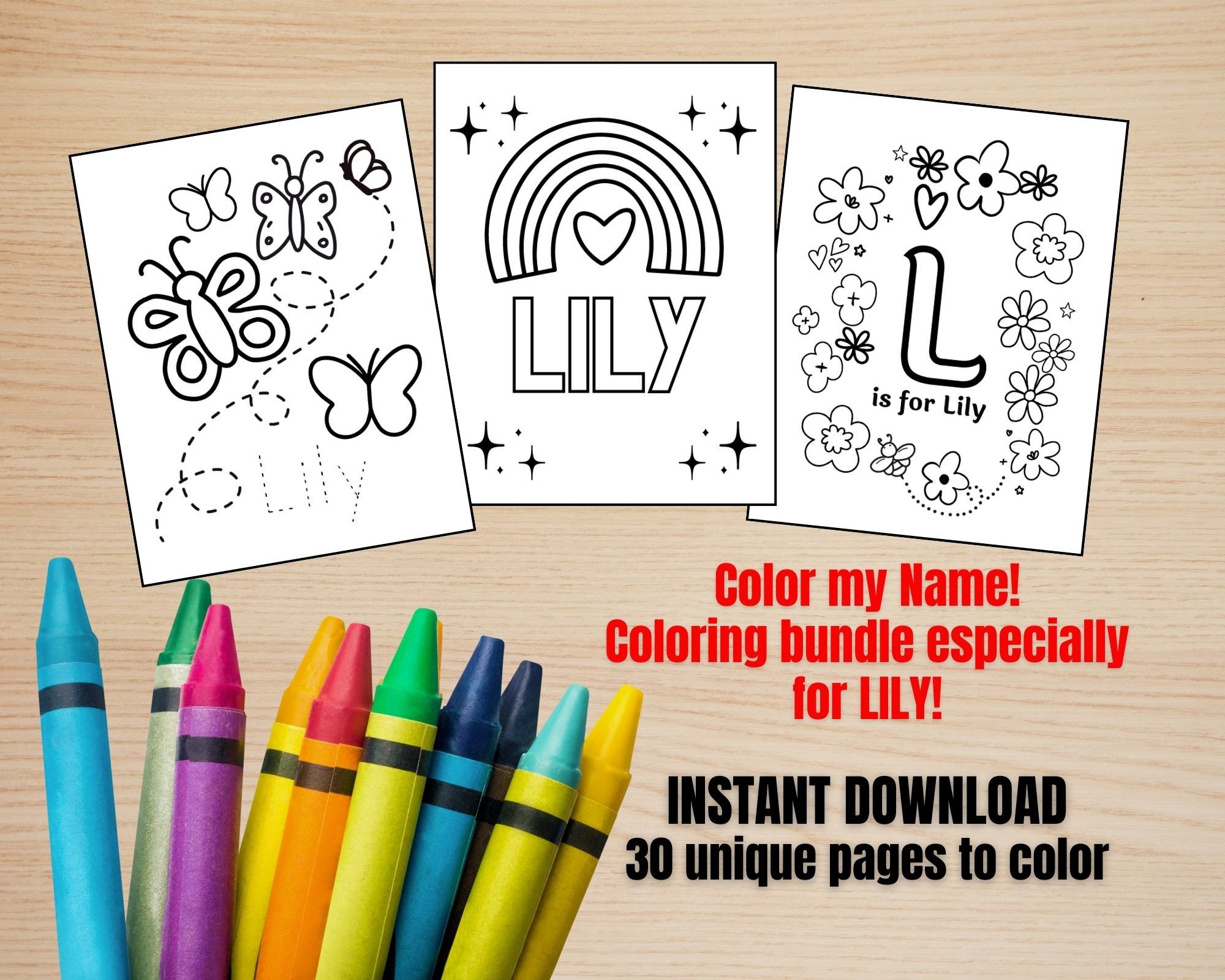 Color My Name LILY Personalized Coloring Page Bundle - Etsy