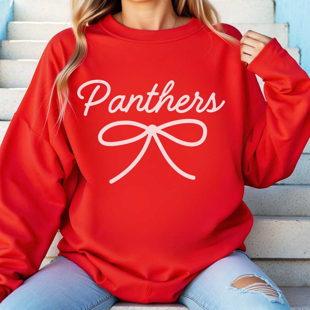 Panthers Mascot Bow Sweatshirt Panthers Shirt Panthers Crewneck ...