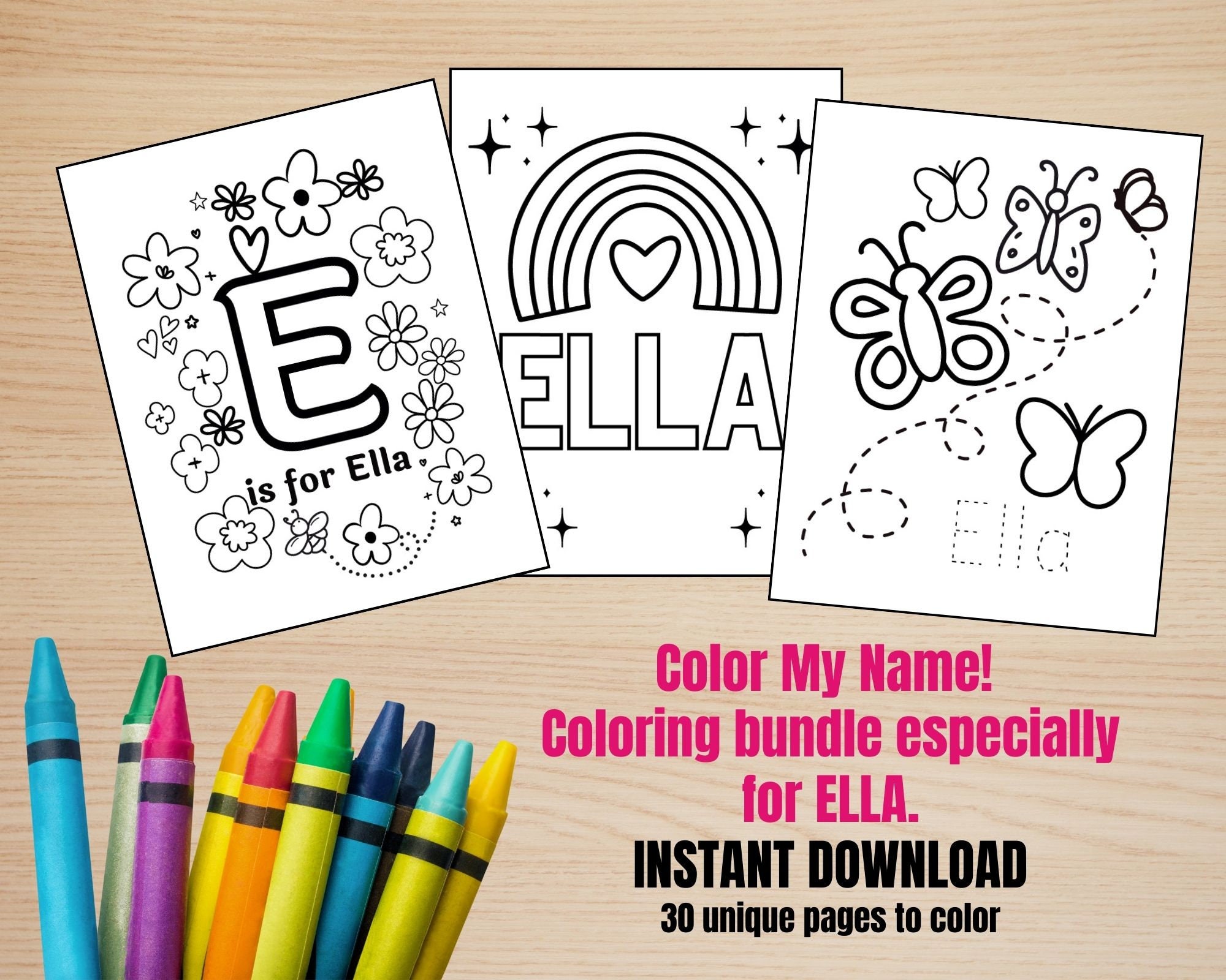Color My Name ELLA Personalized Coloring Page Bundle - Etsy