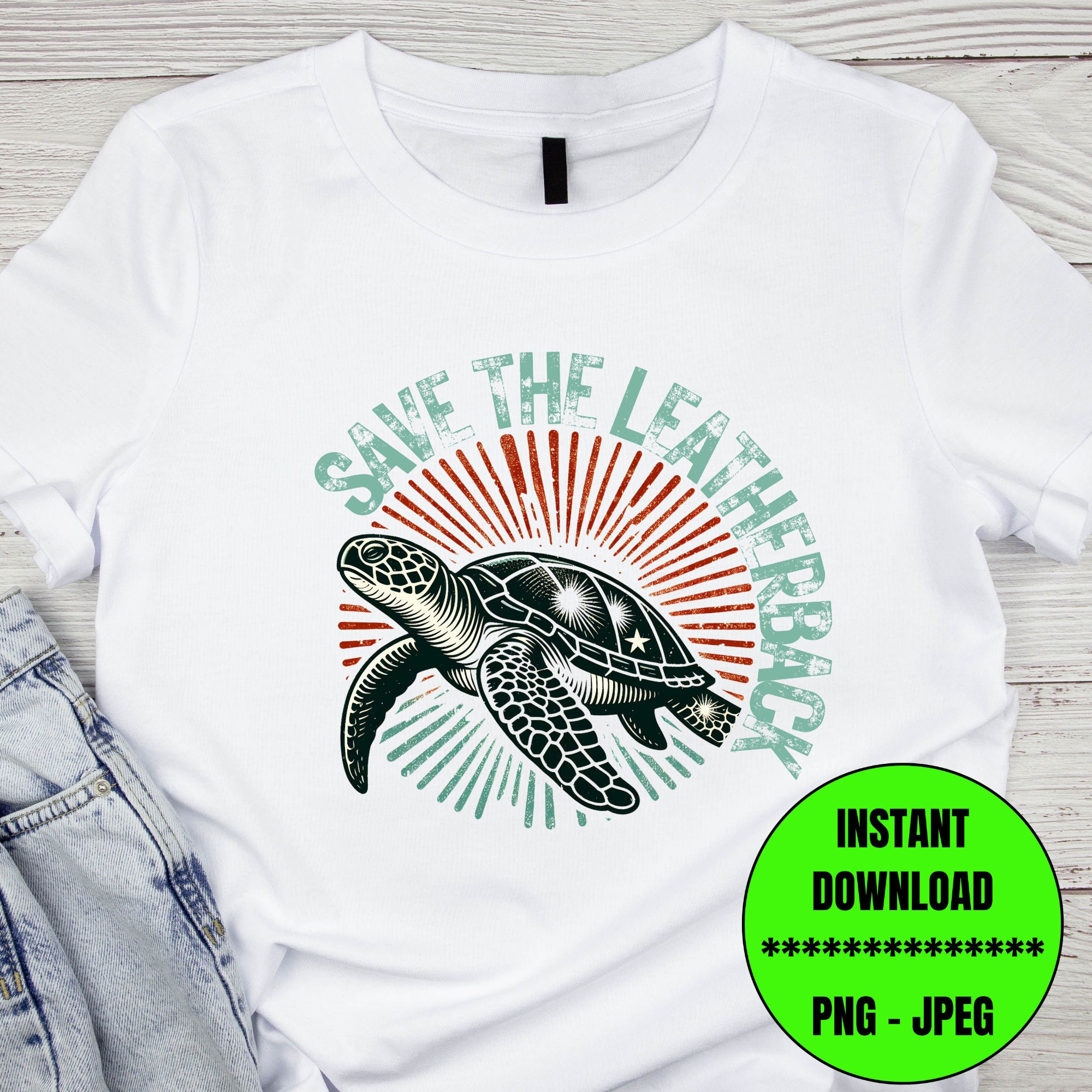 Leatherback Turtle PNG JPEG Save the Leatherback for Retro Style Tee ...