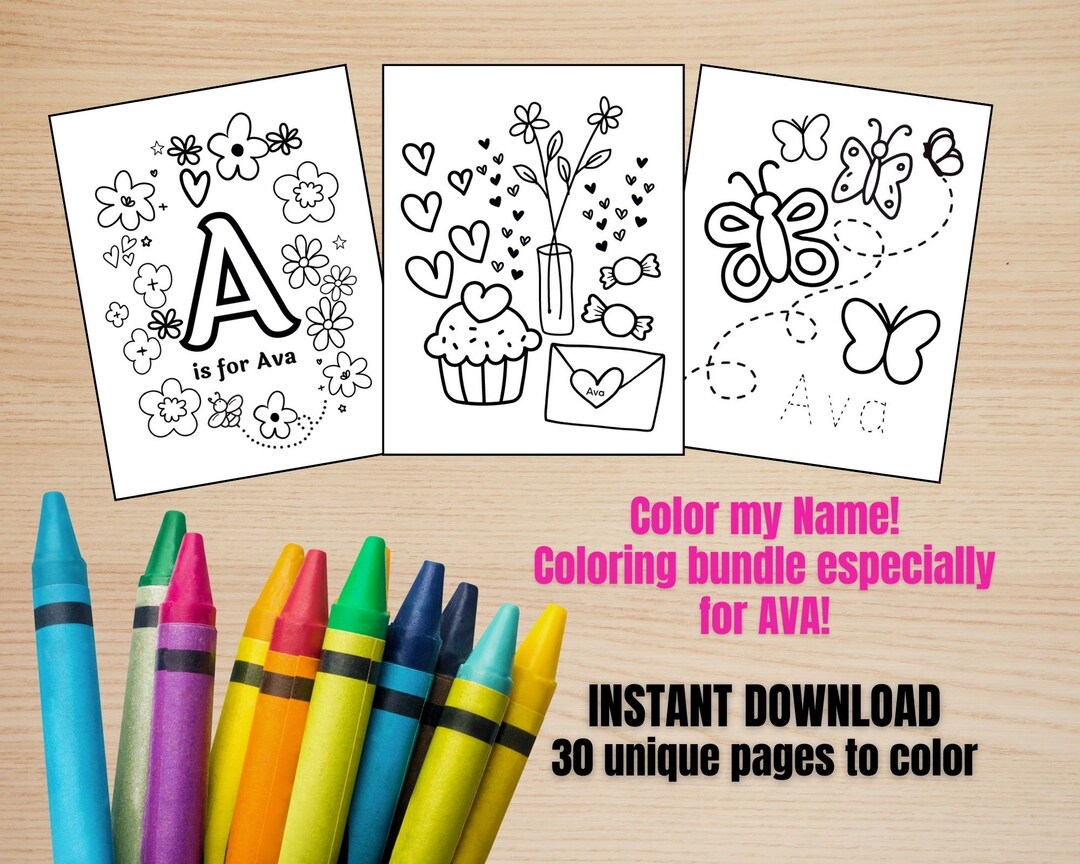 Color My Name AVA Personalized Coloring Page Bundle - Etsy