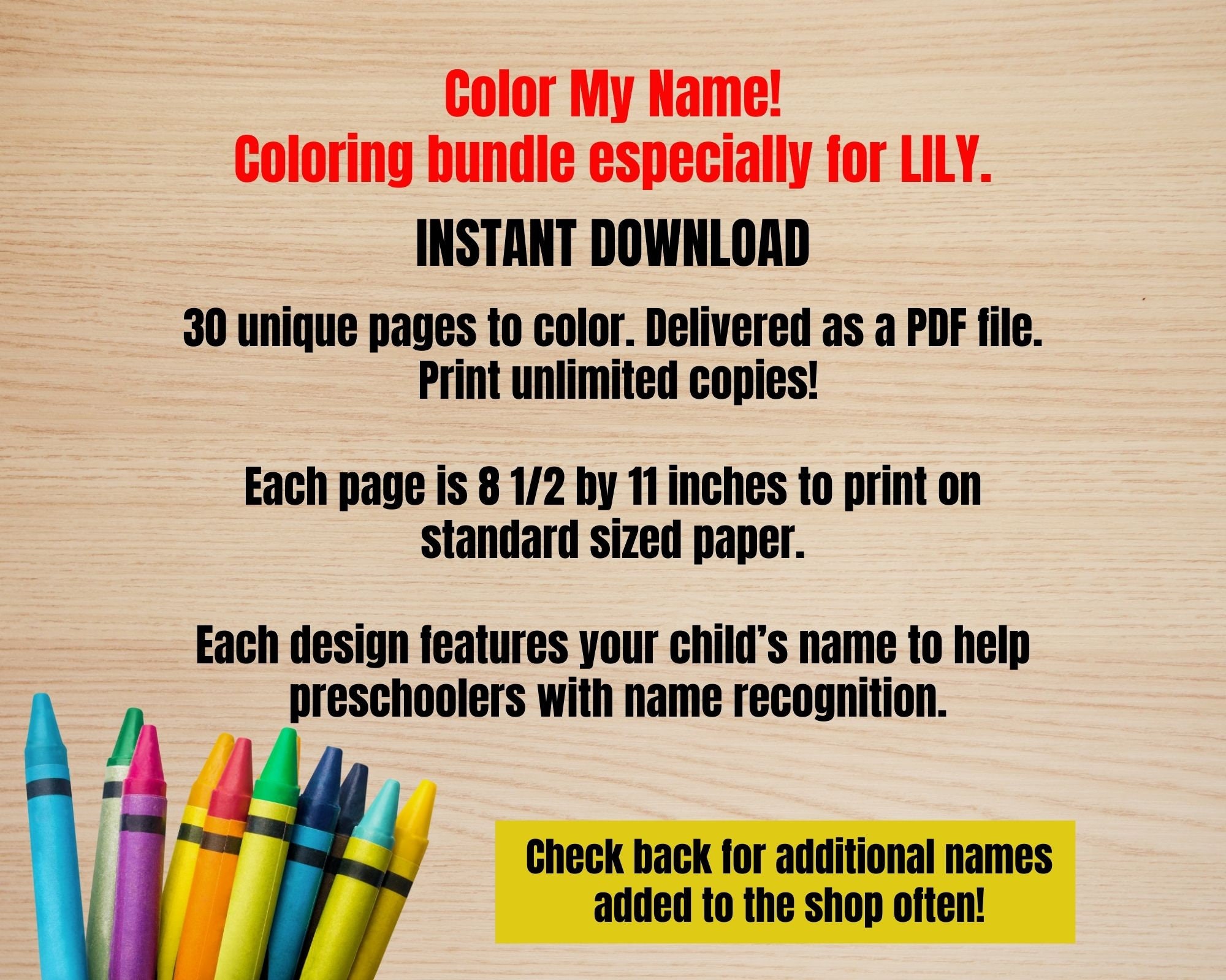 Color My Name LILY Personalized Coloring Page Bundle - Etsy