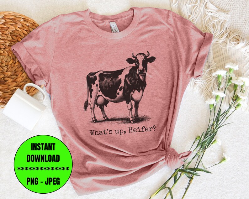 Heifer Cow Clipart PNG JPEG Heifer Print Cow Sublimation What's up ...