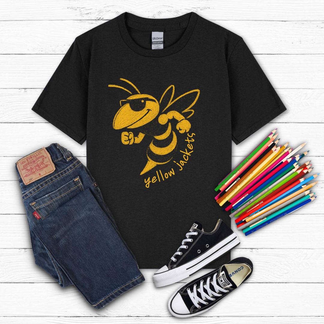 KIDS Yellow Jackets Mascot Tee Elementary School Spirit Shirt Back to ...