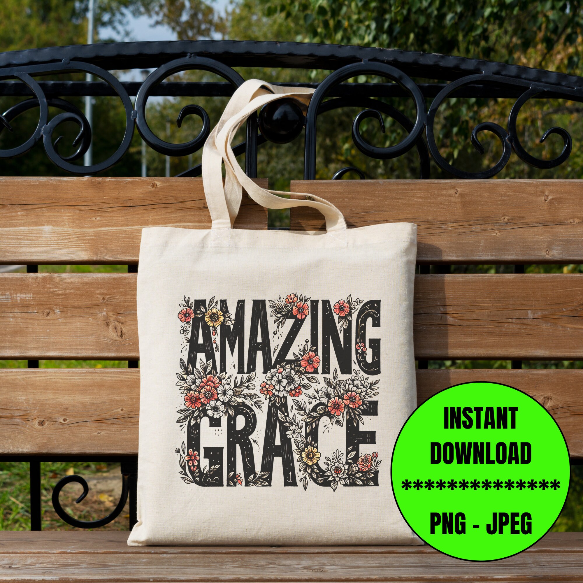 Amazing Grace Hand Lettering PNG Hymn Christian Floral Retro Doodle ...