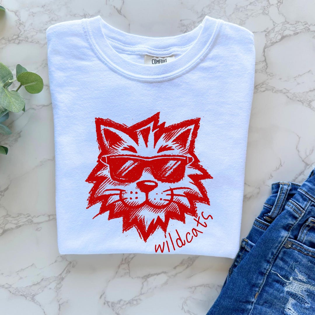 KIDS Wildcats Mascot Comfort Colors Custom Colors Available Elementary ...