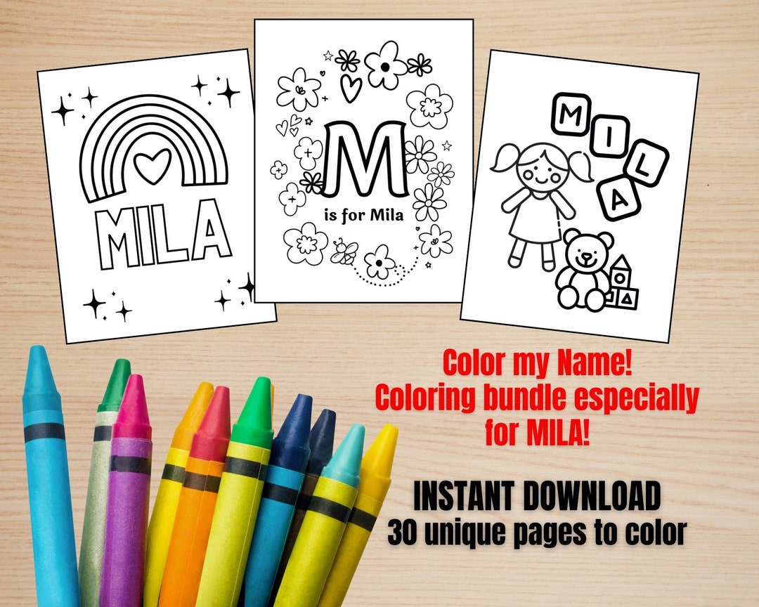 Color My Name MILA Personalized Coloring Page Bundle - Etsy