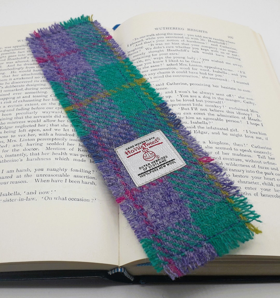 Harris Tweed Bookmark / Purple and Green/ UK Free P&P / Handmade - Etsy UK