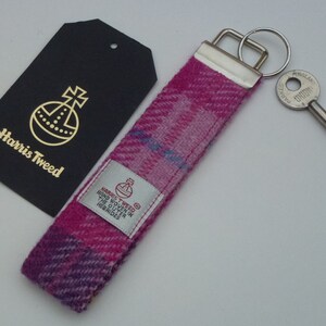 Harris Tweed Keyring / Pink and Purple / Wrist Keyfob / Free UK P&P ...