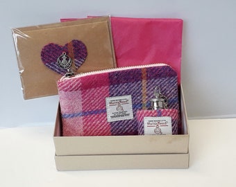 HARRIS TWEED Accessory Gift Set / Handmade in Scotland/ Pink | Etsy