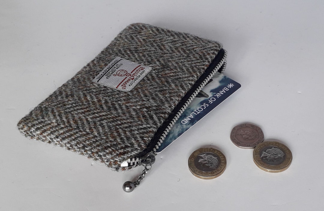Harris Tweed Coin Purse / Handmade /black and White Herringbone / Free ...