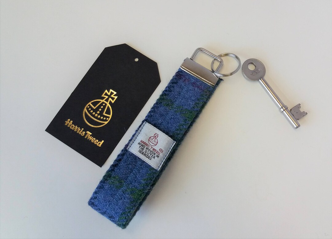 Harris Tweed Keyring / Free UK P&P / Medium Blue Check / Handmade - Etsy