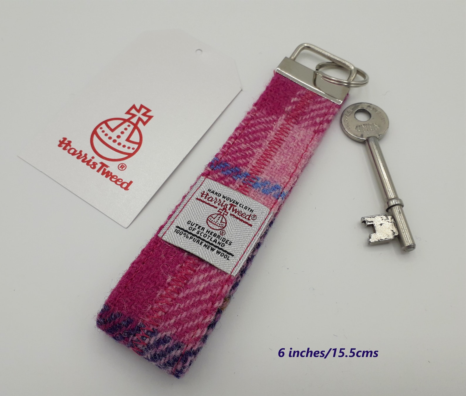 Harris Tweed Keyring / Pink and Purple / Wrist Keyfob / Free UK P&P ...