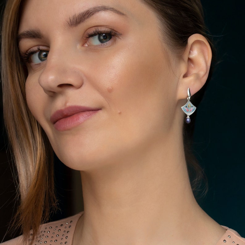 Small Teardrop Enamel Earrings Cloisonne Enamel Sterling - Etsy Small Teardrop Enamel Earrings Cloisonne Enamel Sterling - Etsy