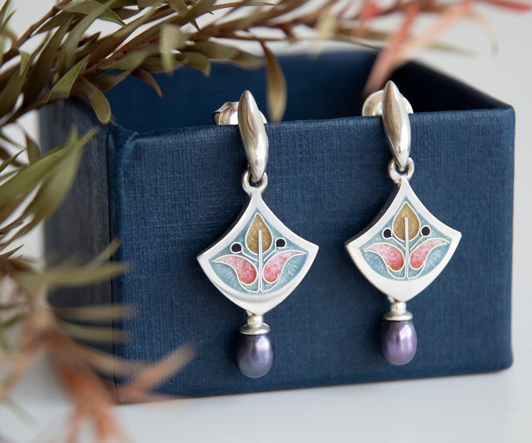 Small Teardrop Enamel Earrings, Cloisonne Enamel Sterling Silver 925 ... Small Teardrop Enamel Earrings, Cloisonne Enamel Sterling Silver 925 ...