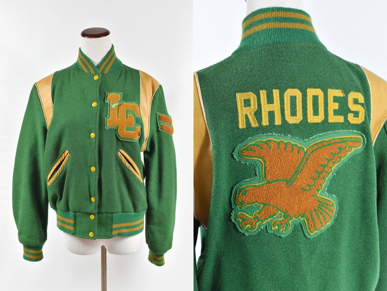 1960's Emerald Green Wool Hawk Varsity Jacket W/ Pins - Etsy