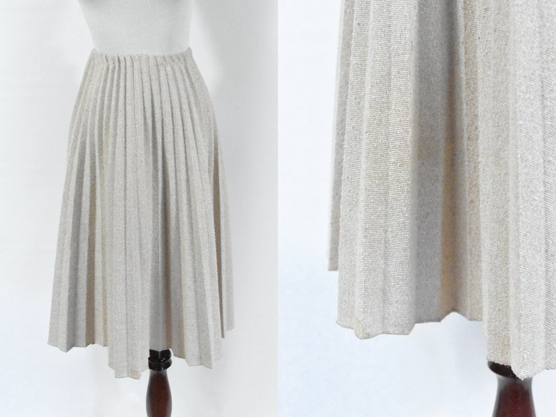 1970's Oatmeal Nubby Knit Pleated Full Skirt - Etsy