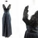 1960's 'helen Rose' Designer Black Taffeta & Lace Deep V-neck ...