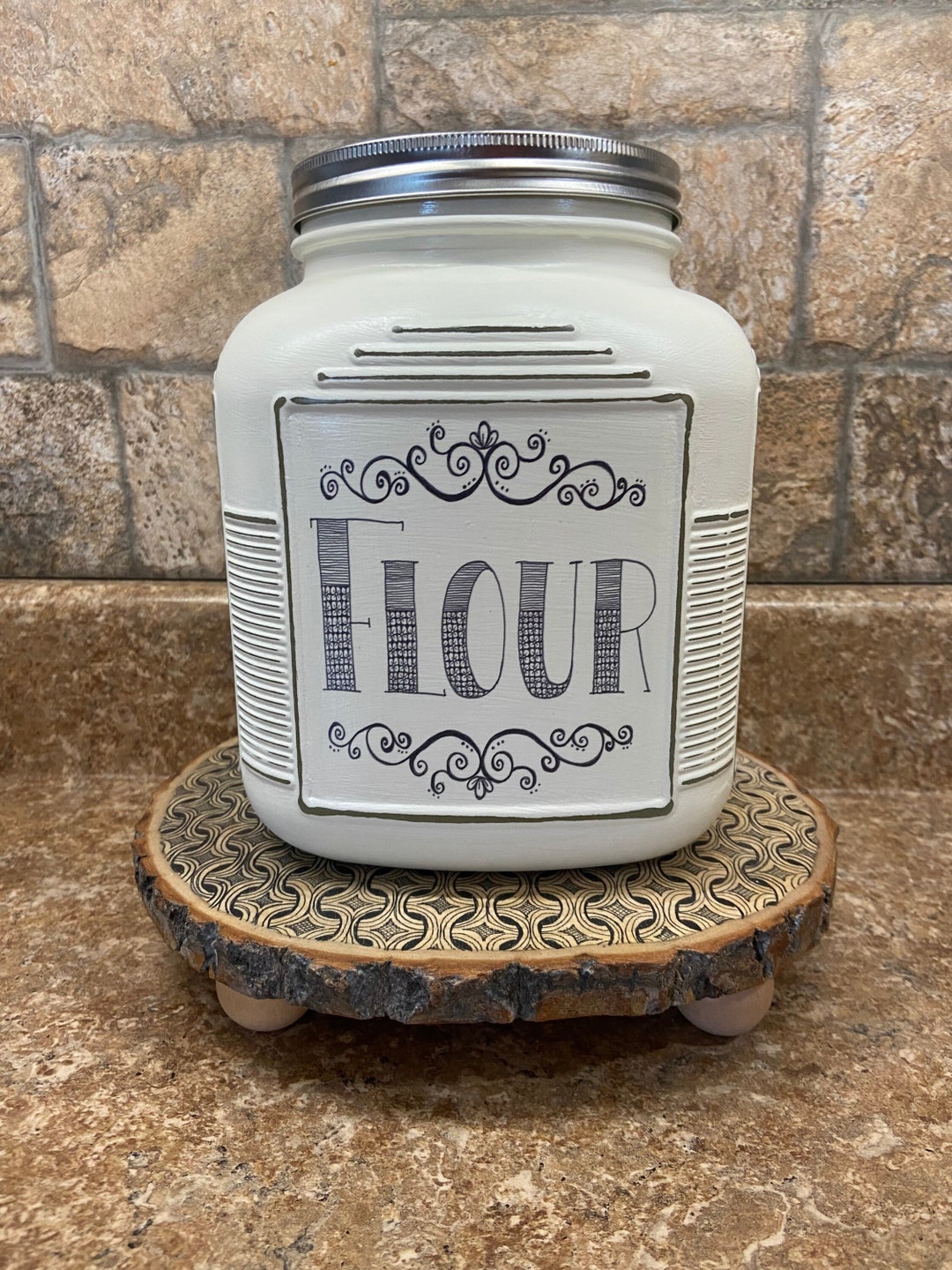 Gallon Size Canister, Customizable, Kitchen Canister, Candy Jar, Rustic ...