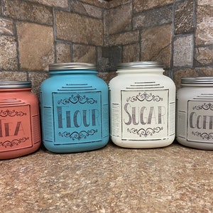 Kitchen Canister Set Sugar Jar Flour Jar Coffee Jar Rustic | Etsy