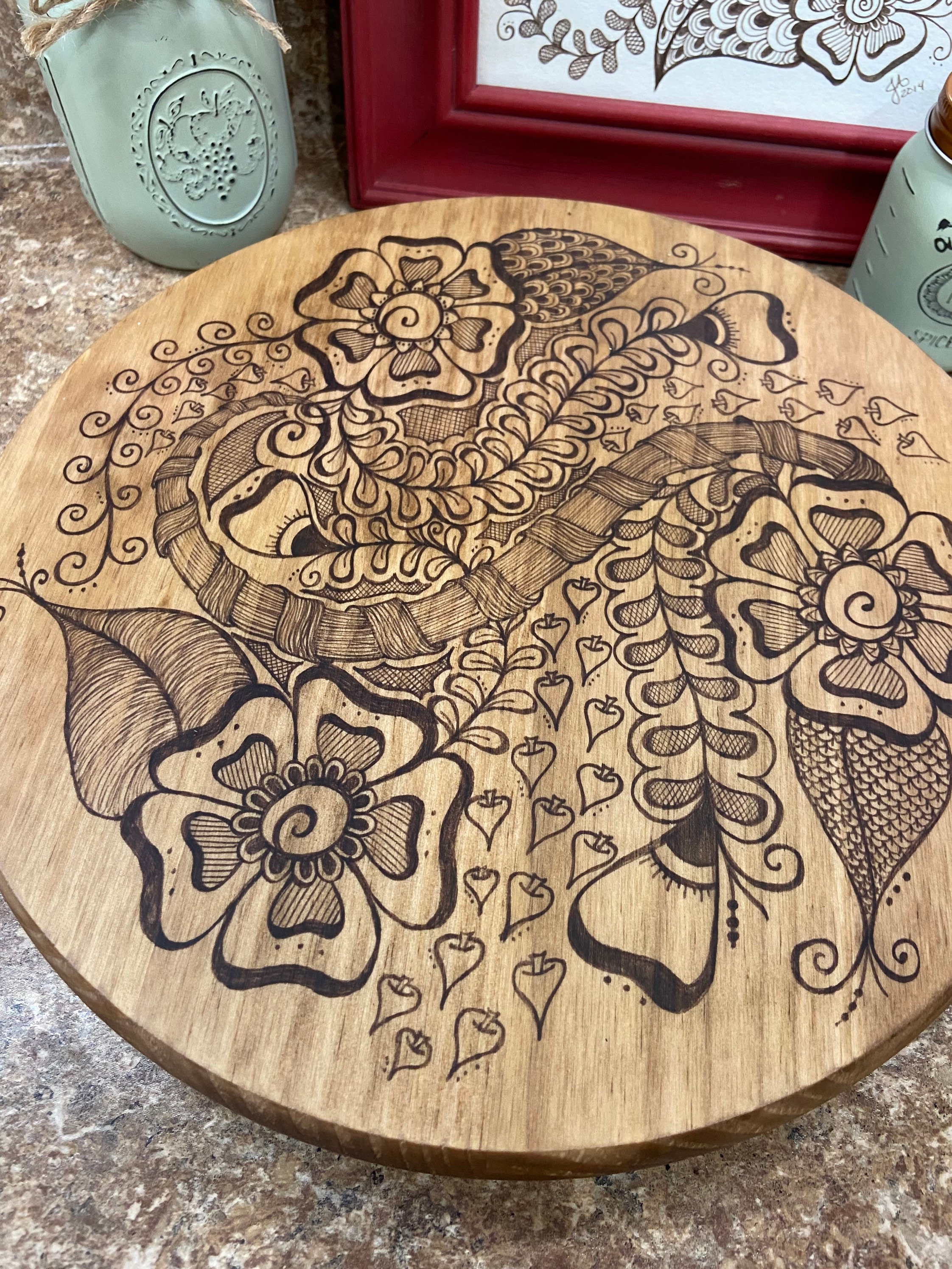 Wood Lazy Susan Floral Lazy Susan Farmhouse Kitchen Rustic | Etsy