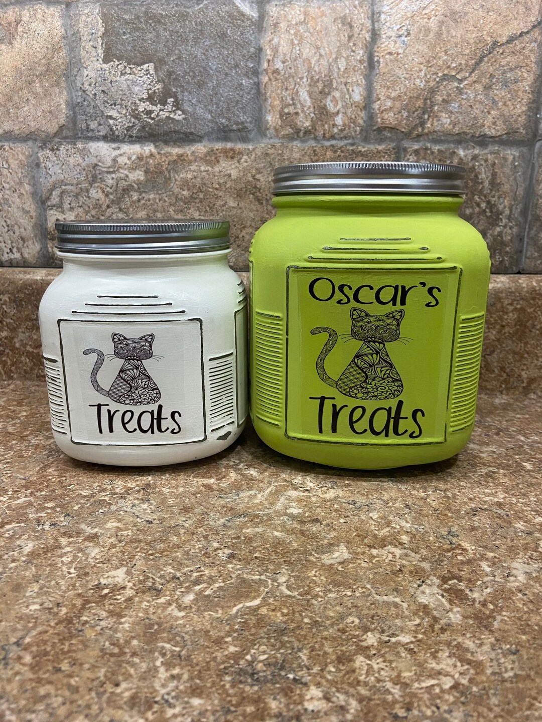 Cat Treat Jar, Cat Treat Container, Personalized Cat Gift, Pet Treat ...