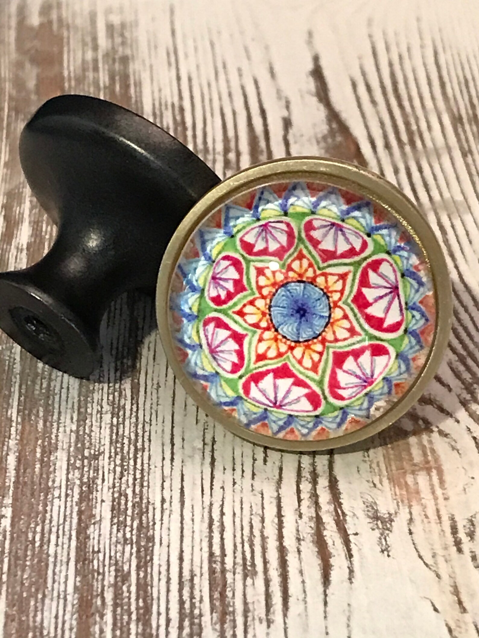 Decorative Furniture Knob Red and Blue Mandala Cabinet Knob - Etsy