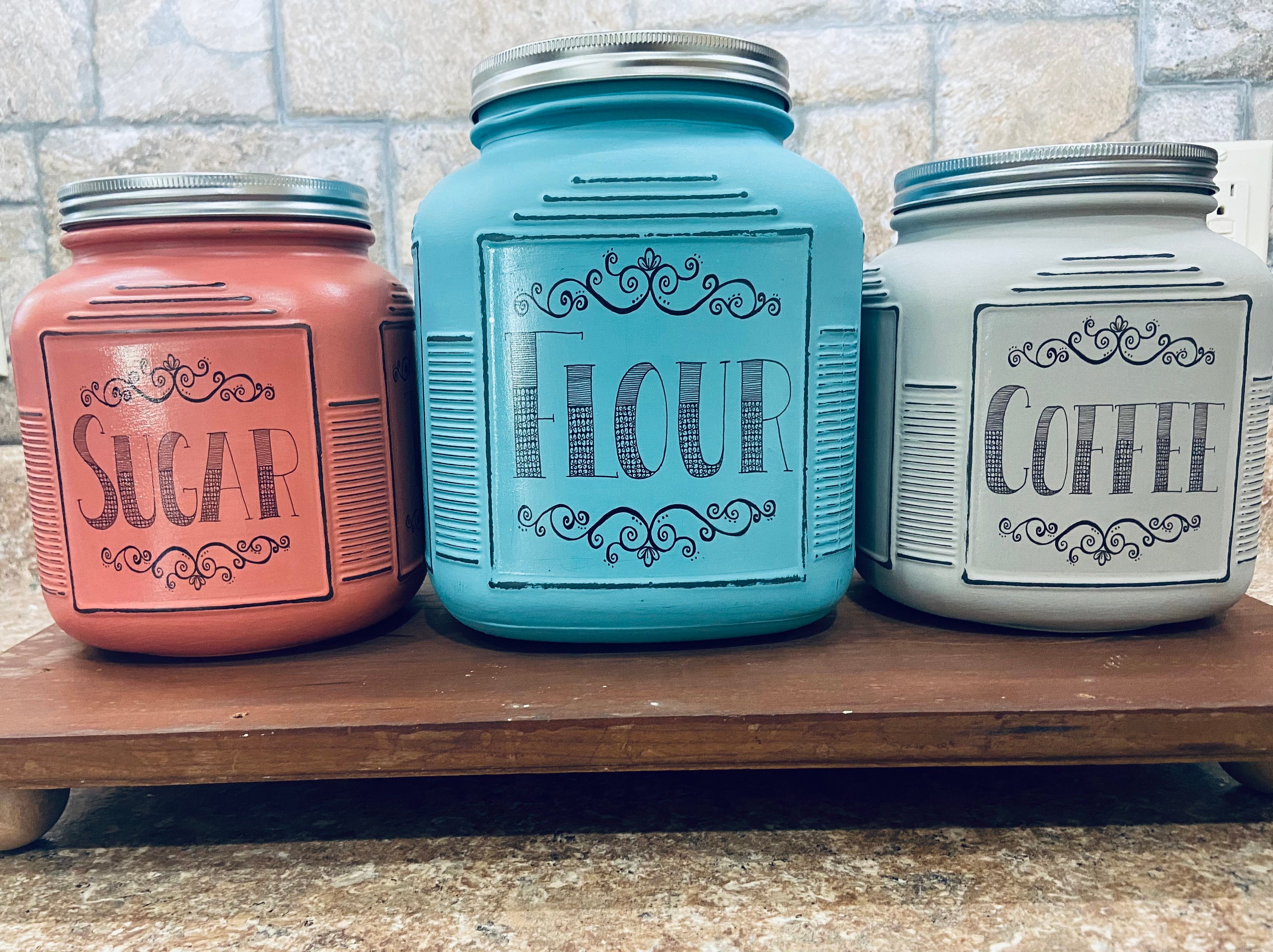 Kitchen Canister Set Set of 3 Rustic Kitchen Canisters | Etsy