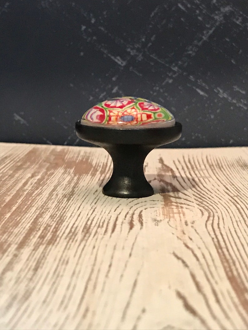 Decorative Furniture Knob Red and Blue Mandala Cabinet Knob - Etsy