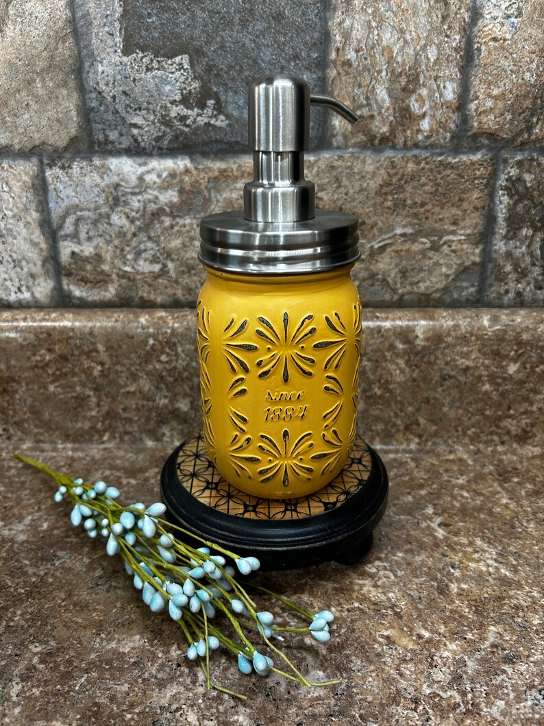 Rustic Chic Soap Jar, Farmhouse Kitchen, Farmhouse Bathroom, Lotion Jar ...
