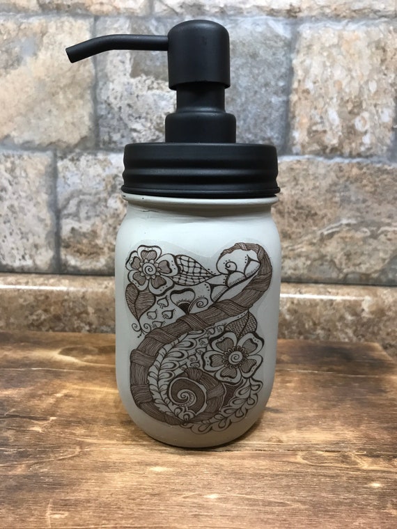 Rustic Mason Jar Soap Dispenser Farmhouse Decor Painted Soap | Etsy