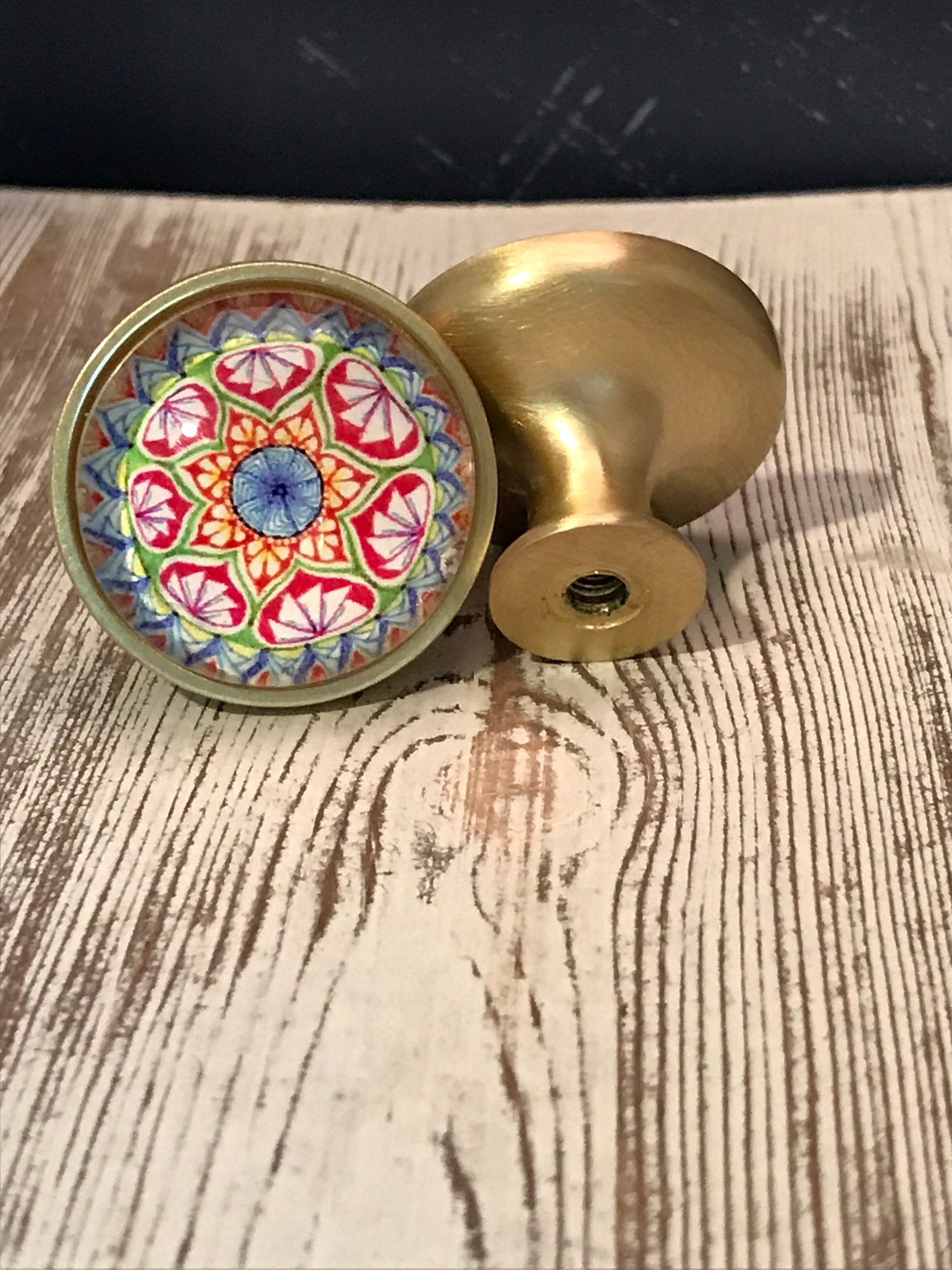 Decorative Furniture Knob Red and Blue Mandala Cabinet Knob - Etsy