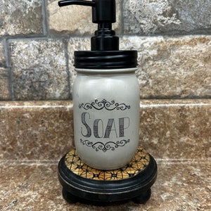 Rustic Chic Soap Jar, Farmhouse Kitchen, Farmhouse Bathroom, Mason Jar ...