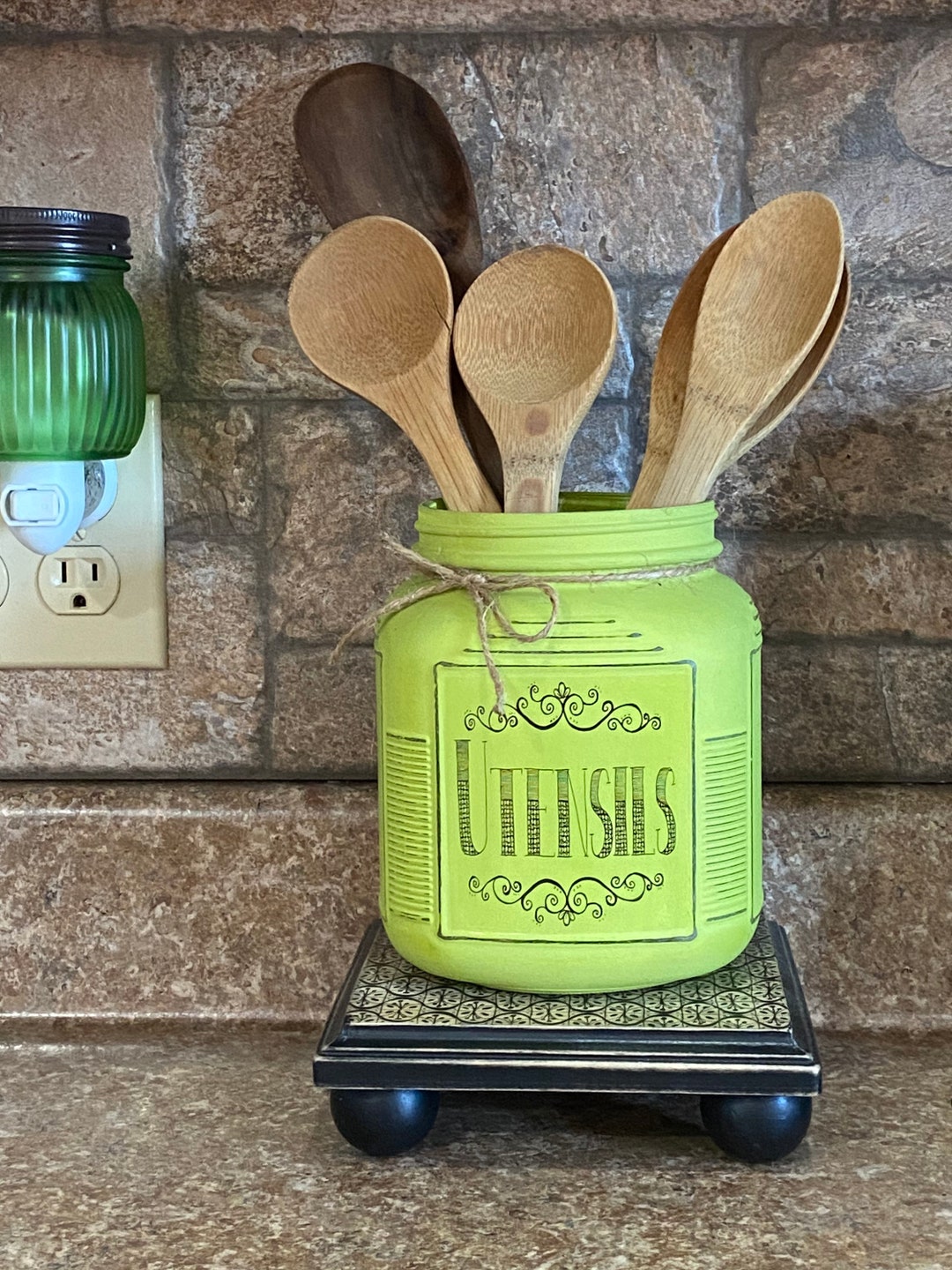 Utensil Holder Jar, Farmhouse Utensil Jar, Half Gallon Glass Jar ...