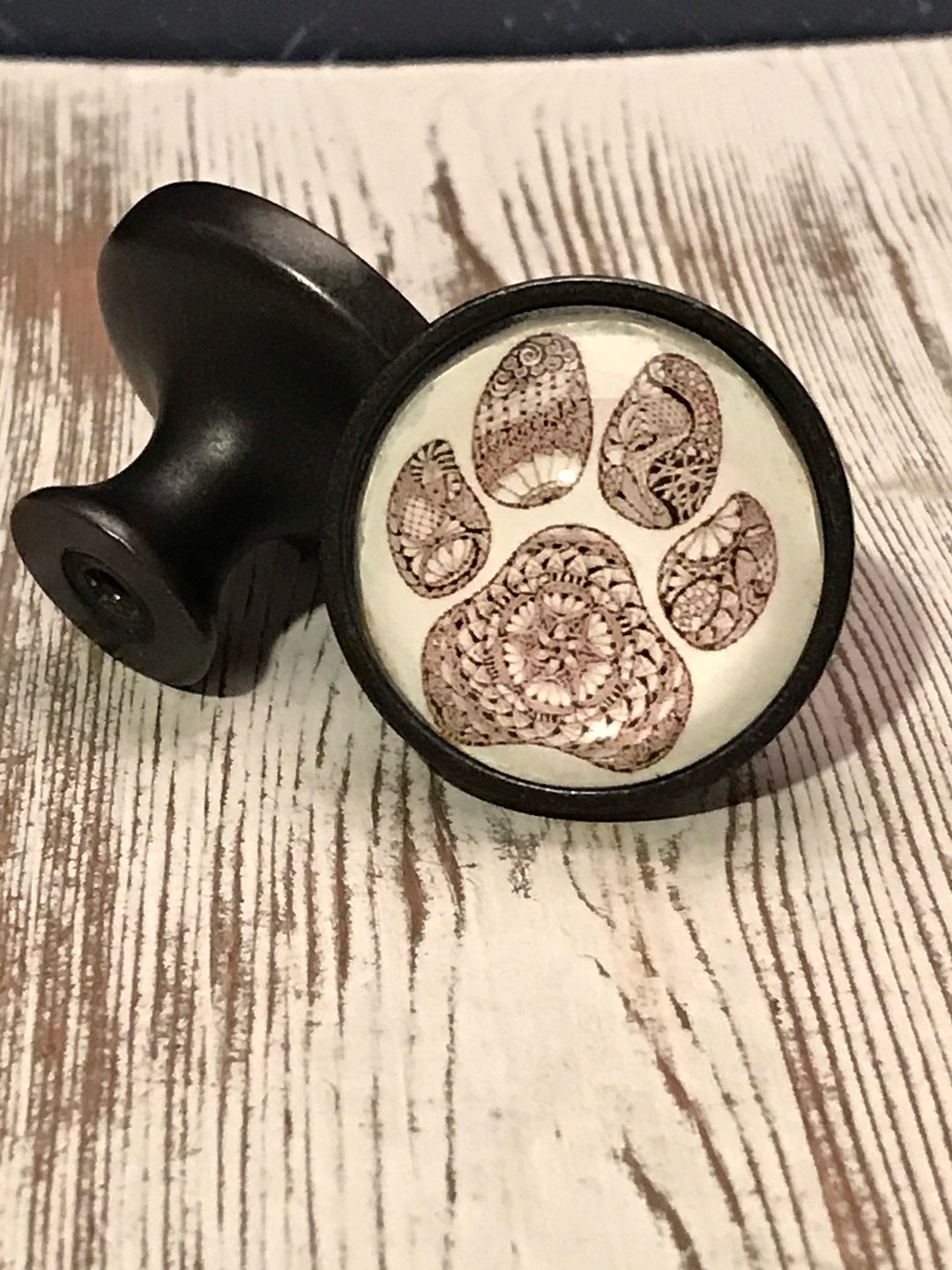 Paw Print Cabinet Knobs Black and White Knobs Drawer Pulls Dog Puppy ...
