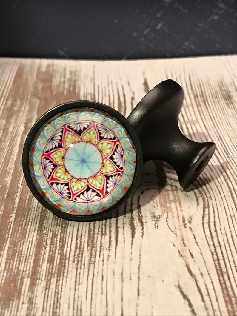 Decorative Furniture Knob Mandala Cabinet Knob Colorful - Etsy