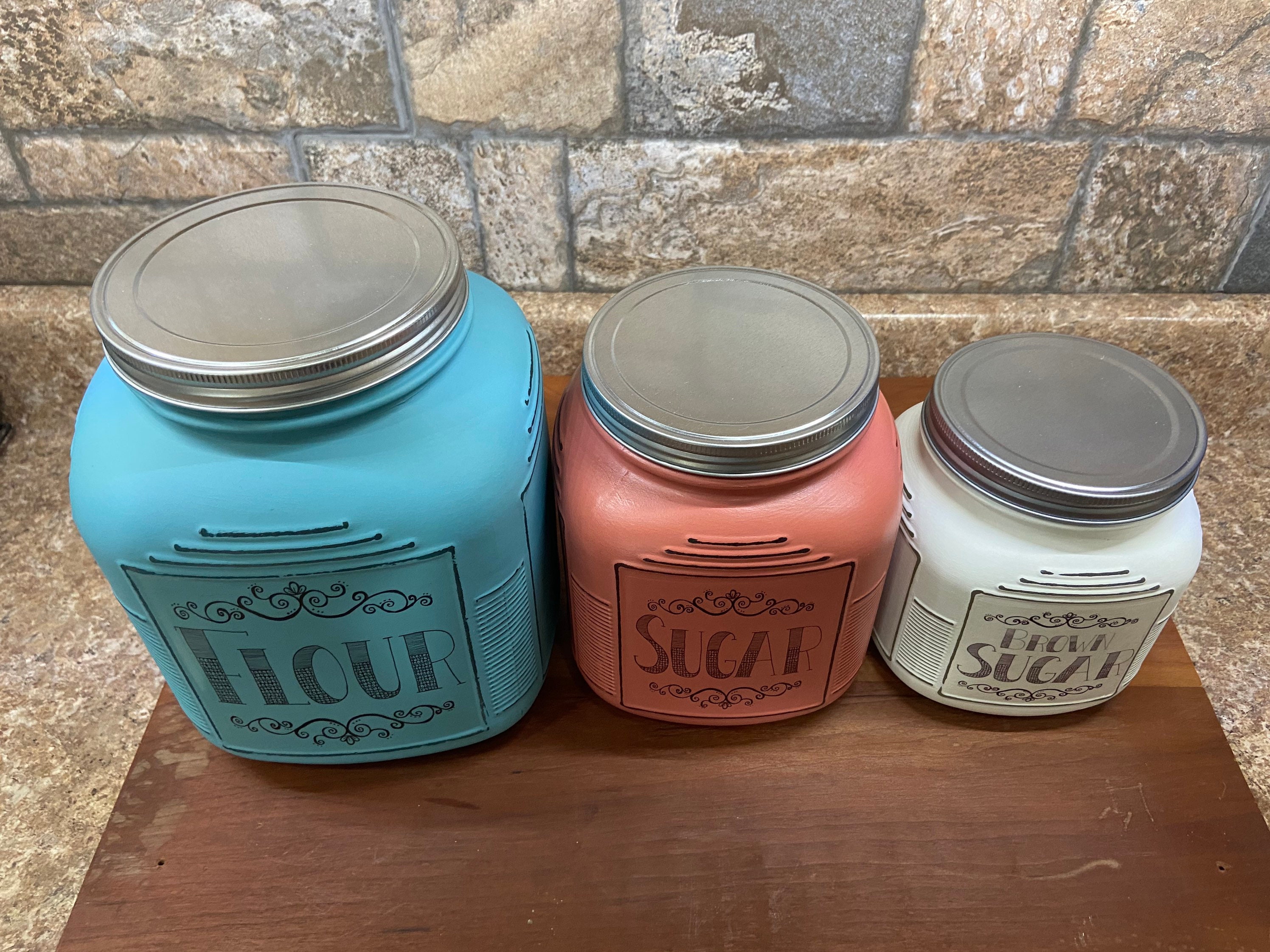 Kitchen Canister Set Set of 3 Rustic Kitchen Canisters | Etsy