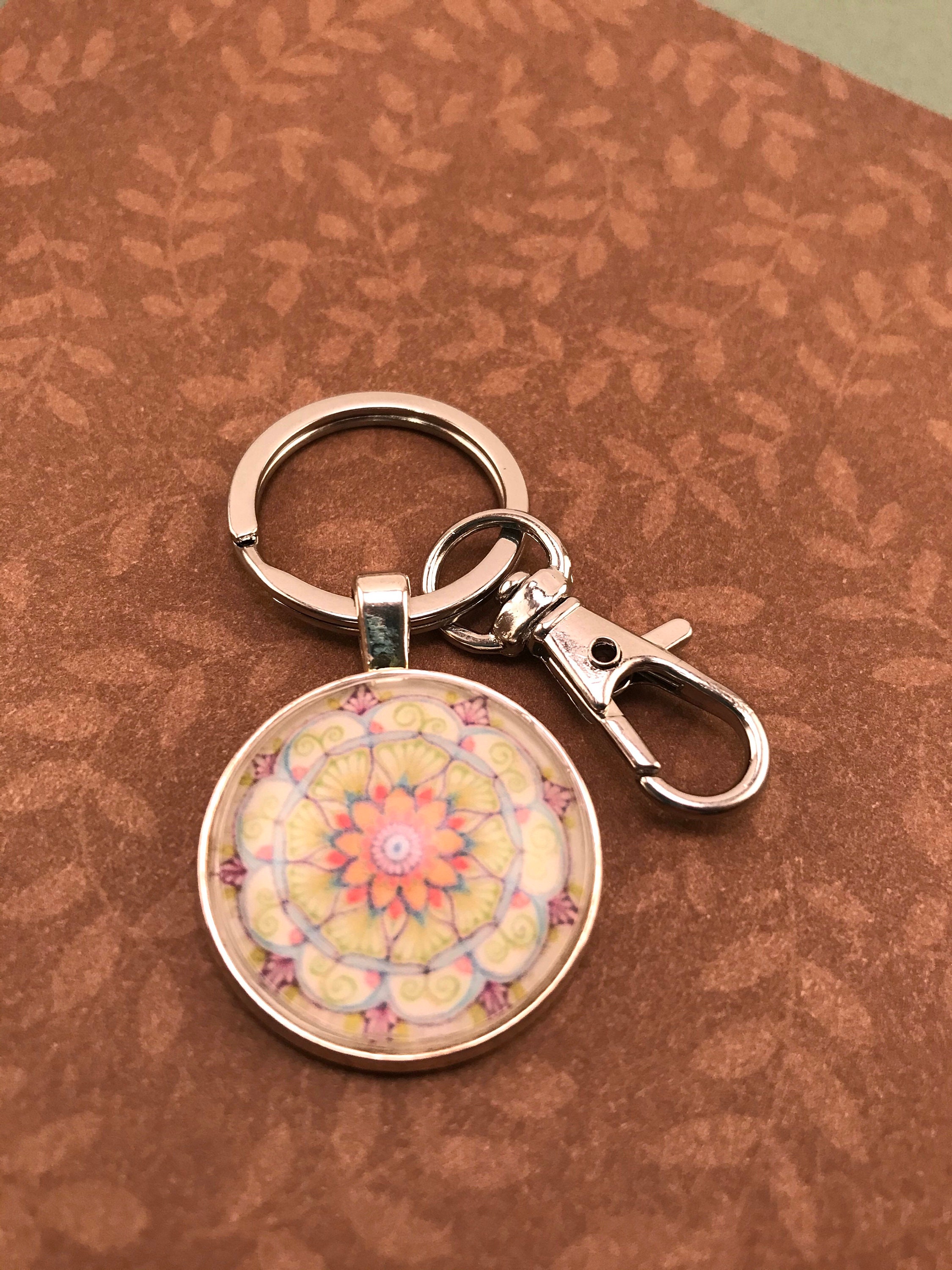 Floral Mandala Key Chain Boho Key Chain Zipper Pull Key | Etsy