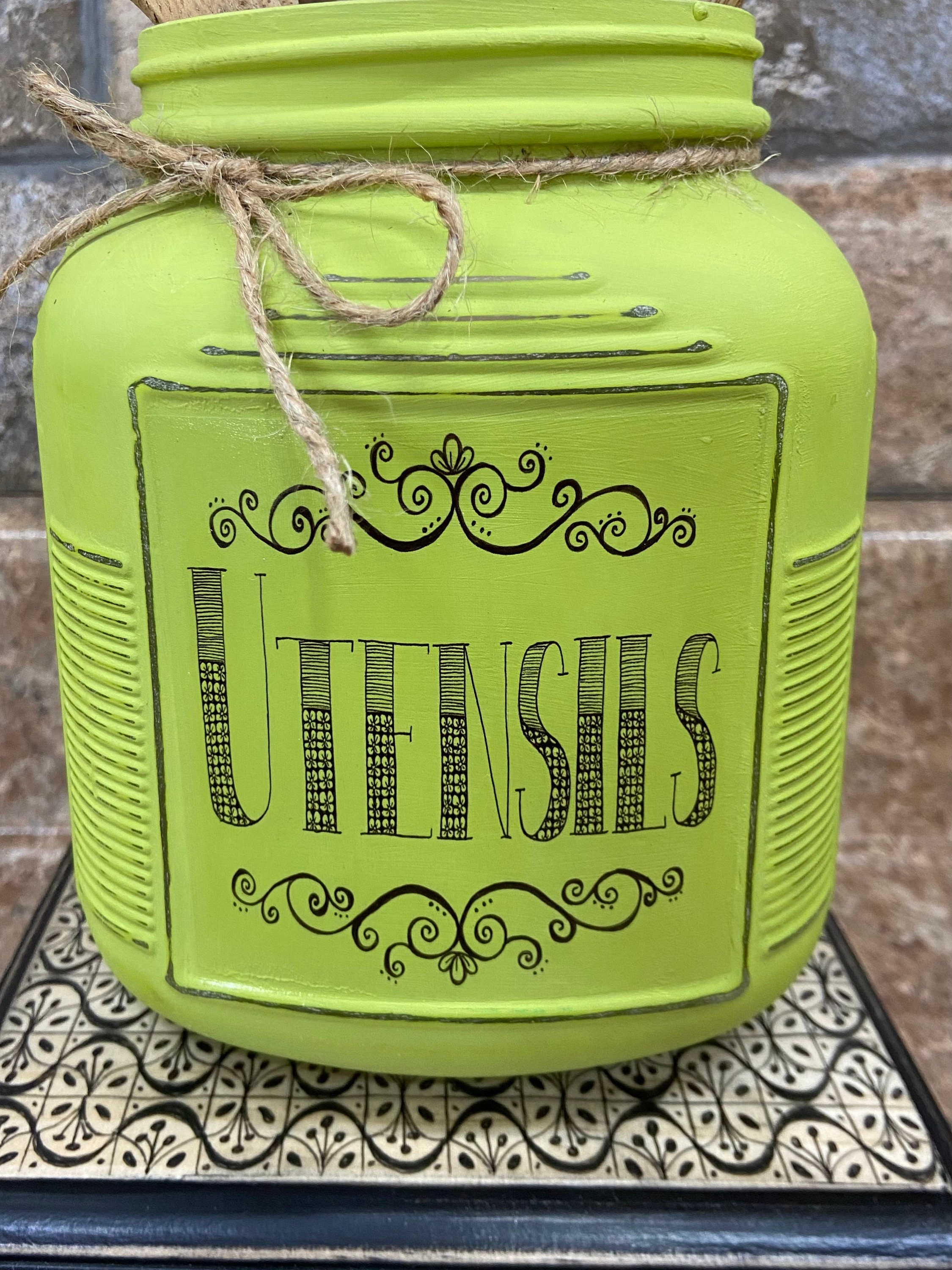Utensil Holder Jar Farmhouse Utensil Jar Glass Jar Utensil | Etsy